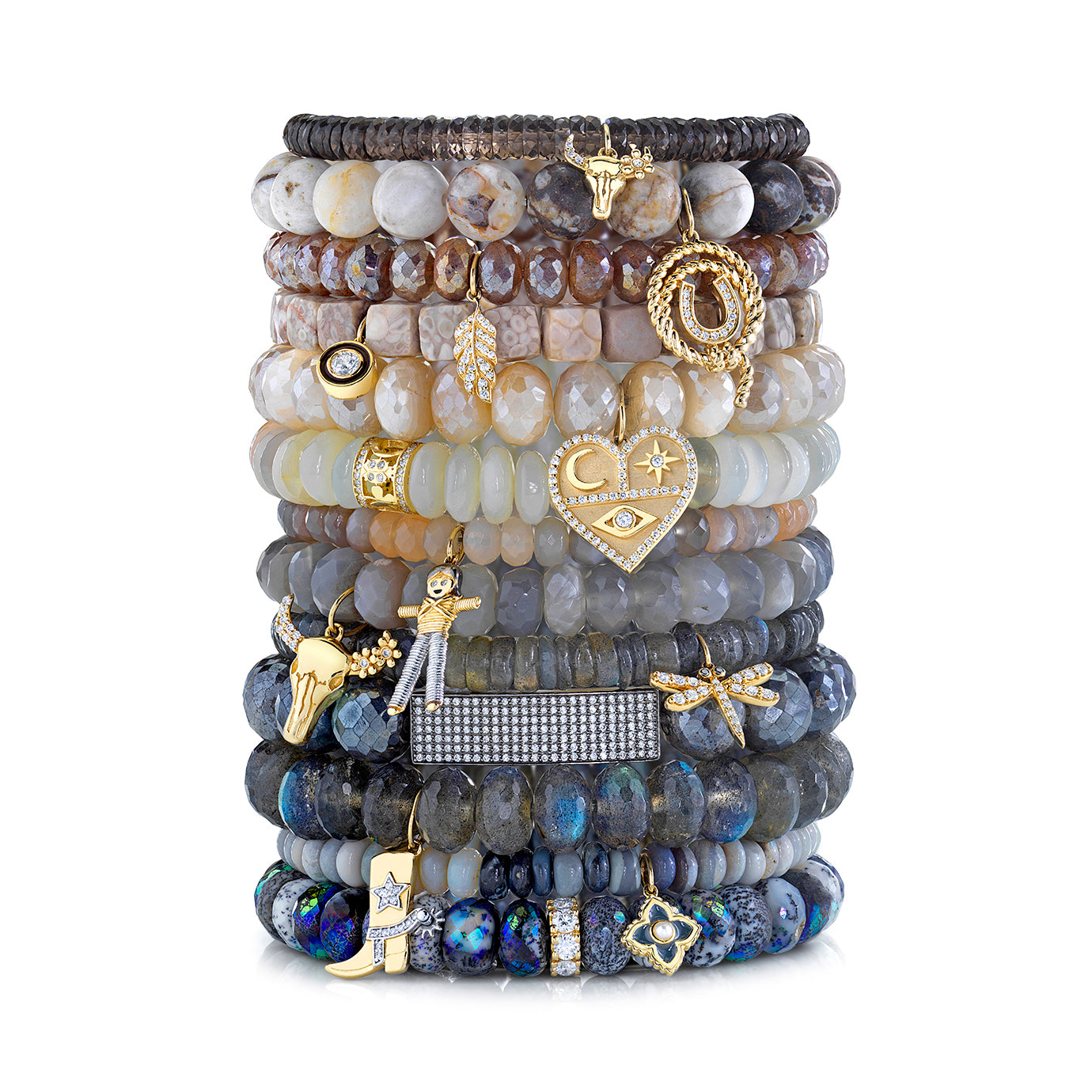 Shop Sydney Evan 14k Gold & Diamond Rondelle on AB Dendrite Opal